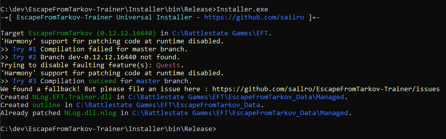Support for 0.12.12.11.16440 · Issue #128 · sailro/EscapeFromTarkov-Trainer · GitHub
