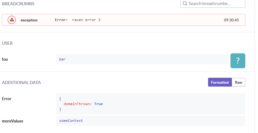 Custom breadcrumbs or context is not sent to sentry. · Issue #396 · getsentry/raven-node · GitHub