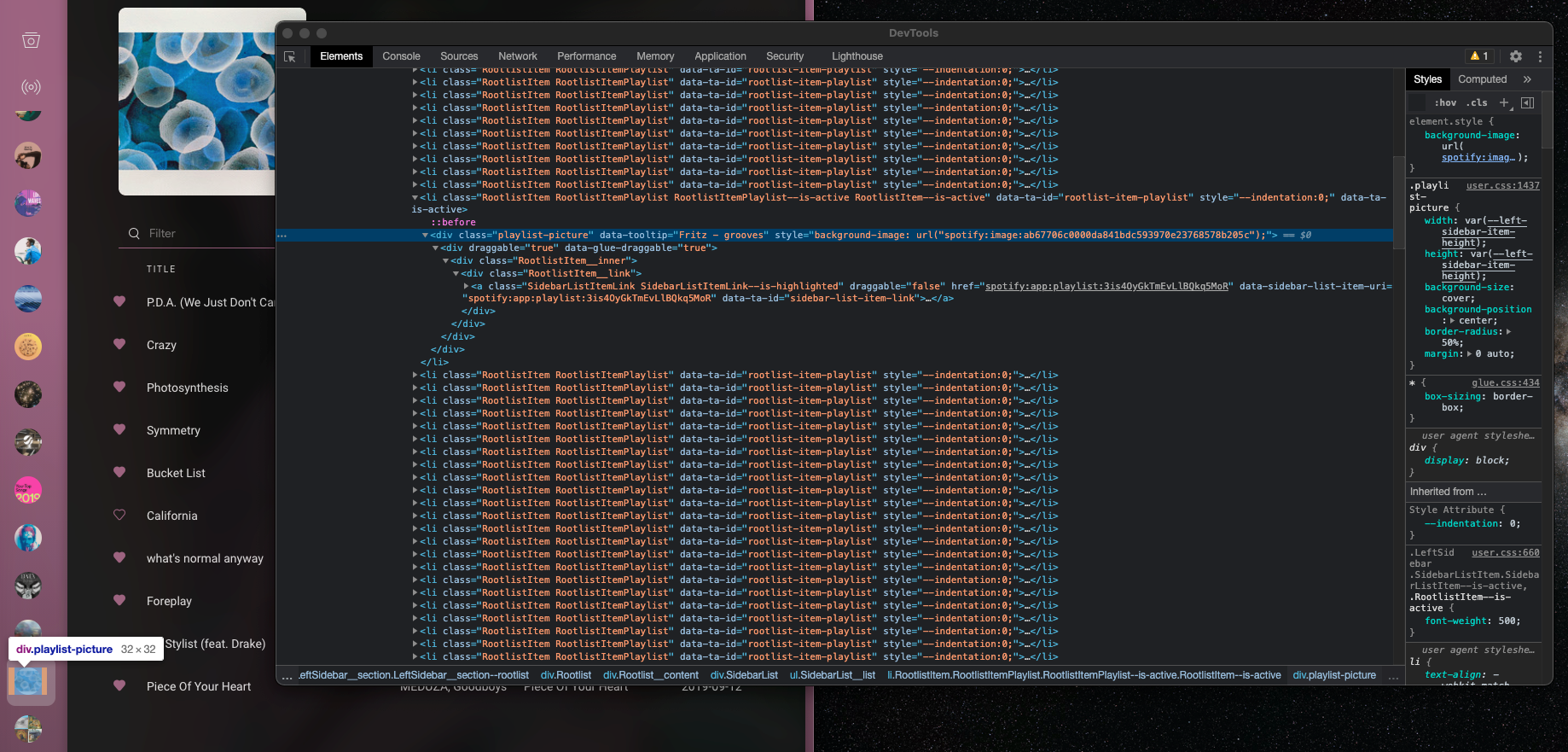 Playlist images not aligned correctly within sidebar when using Dribbblish · Issue #286 ...