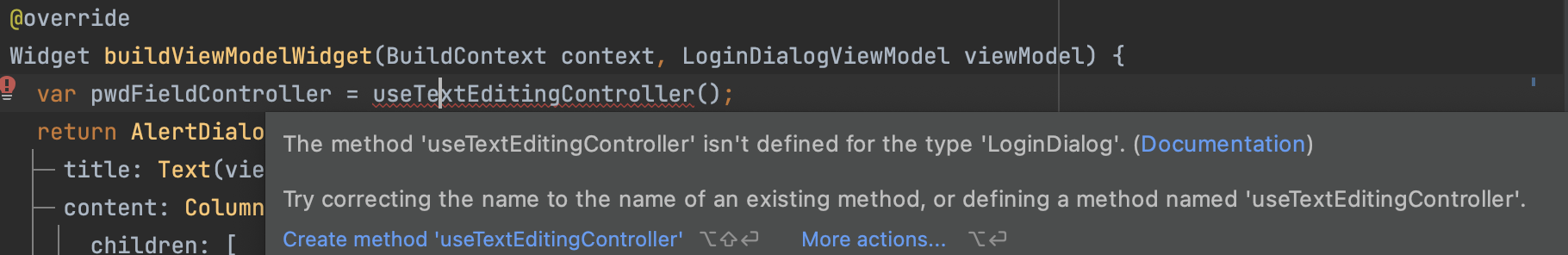 Stacked_hooks useTextEditingController(): the method 'useTextEditingController' isn't defined ...