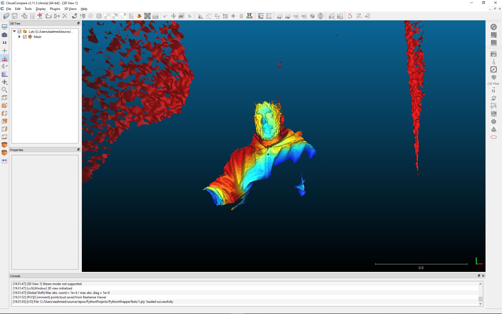 The output point cloud of the API is reversed with the y-axis compared ...