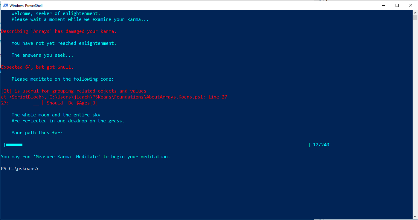 I don't know if this is really a bug but Line 27 in About Arrays keeps ...