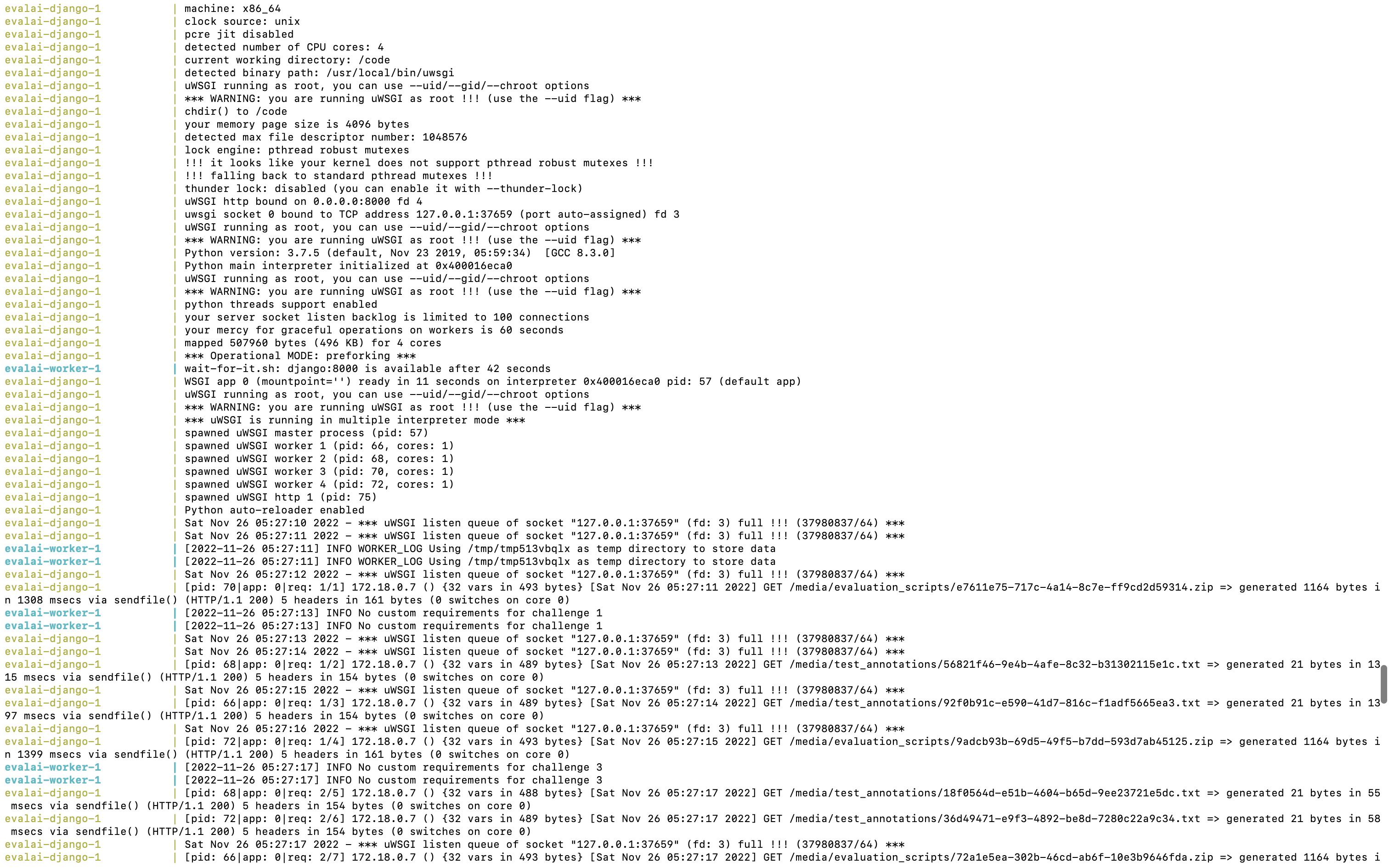 Uwsgi Listen Queue Of Socket Full · Issue 3837 · Cloud Cv Evalai · Github