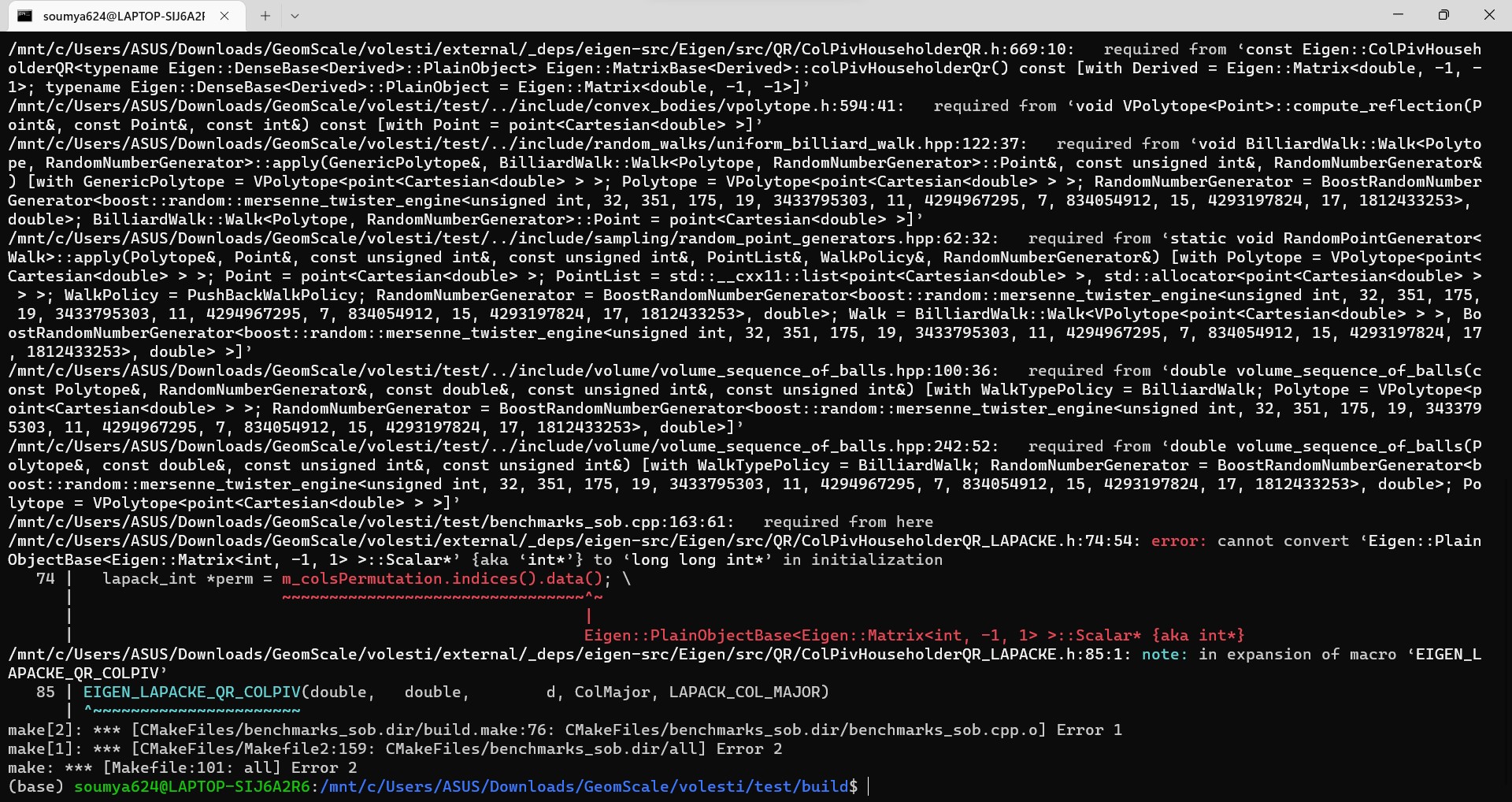 Error on Compilation · Issue #258 · GeomScale/volesti · GitHub