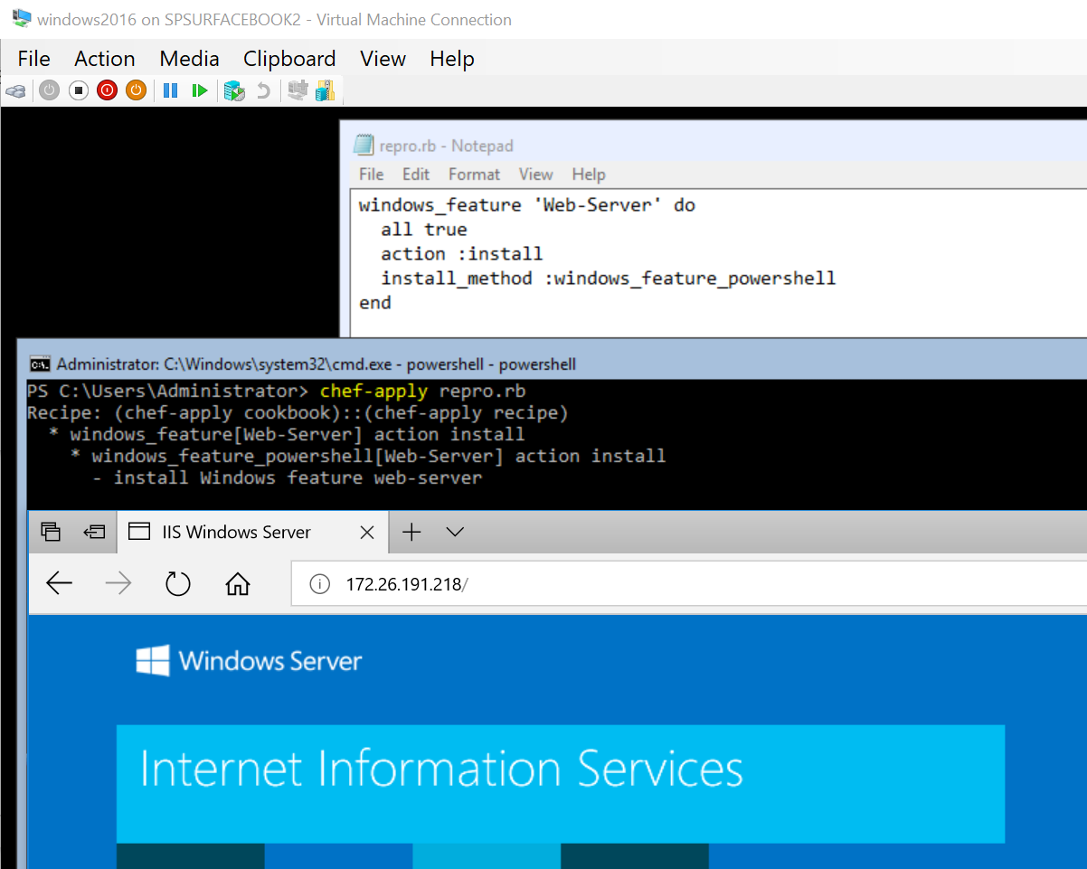 Using Chef 14 Resource Windowsfeature To Install Iis On A Supported Platform Generates An Error