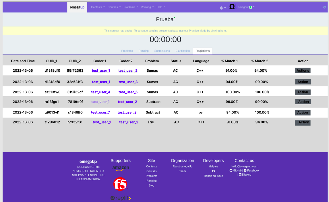 [FEATURE][Plagiarism Detector][UI] Add a new Tab Plagiarism in Arena to display result of ...