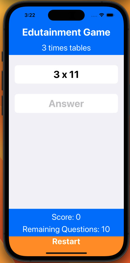 GitHub - marnierogers/edutainment-game: Beginner swift project built in ...