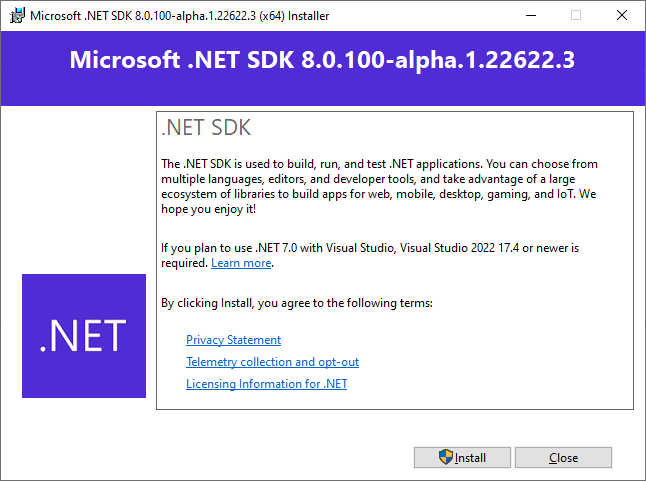 8.0 installer text says 7.0 · Issue #15177 · dotnet/installer · GitHub