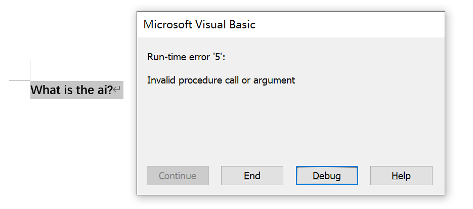 Run-time error "5" · Issue #2 · analyticsinmotion/add-chatgpt-to-microsoft-word · GitHub
