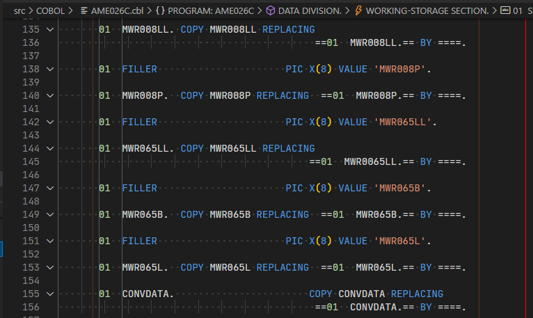 COBOL - COPY REPLACING Invalid Parsing Error Message · Issue #181 · IBM/zopeneditor-about · GitHub