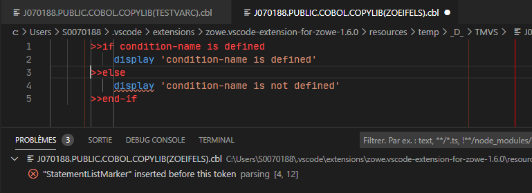 >>if >>else >>end-if : "" unexpected tokens ignored · Issue #65 · IBM ...