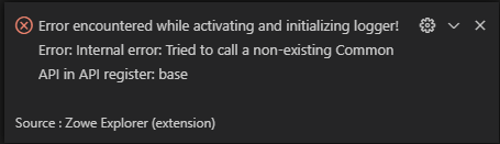Error encountered while activating and initializing logger (solved by removing base profile ...