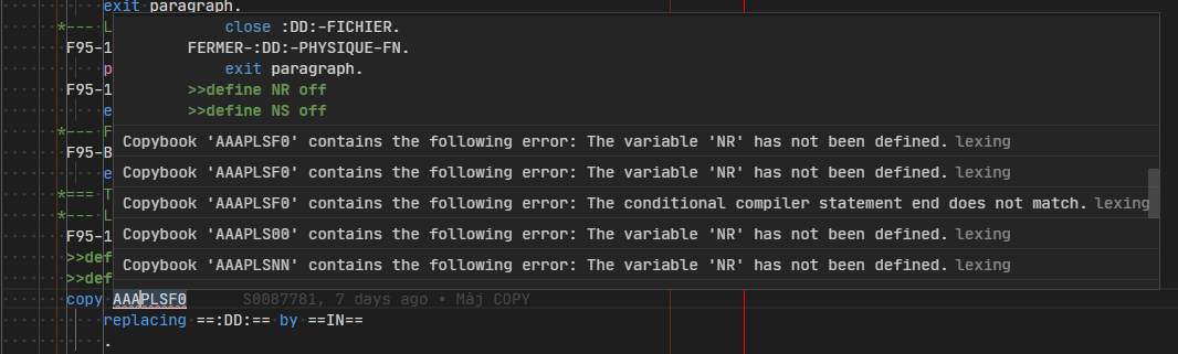COBOL - Improve conditional compilation support (COPYBOOKs analysis) · Issue #96 · IBM ...