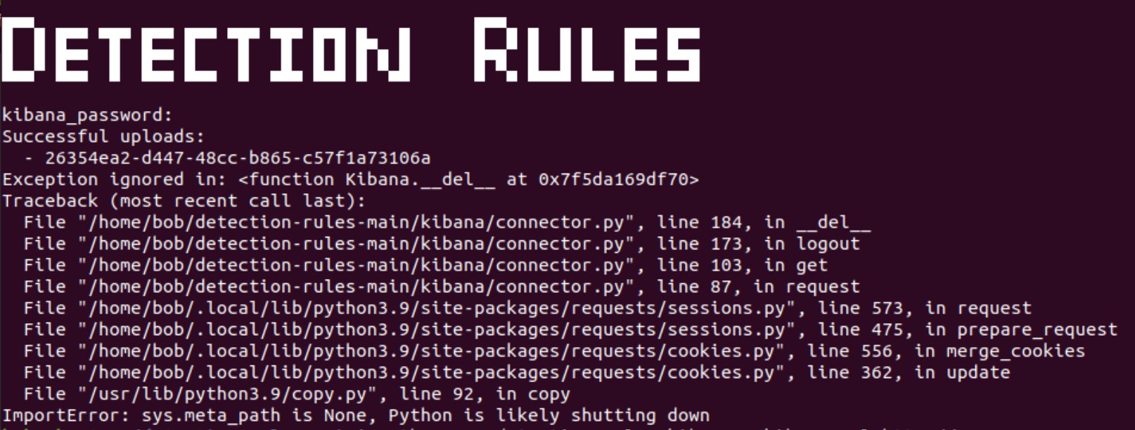 [bug] Issues With Upload Rule Kibana Command · Issue 2062 · Elastic Detection Rules · Github