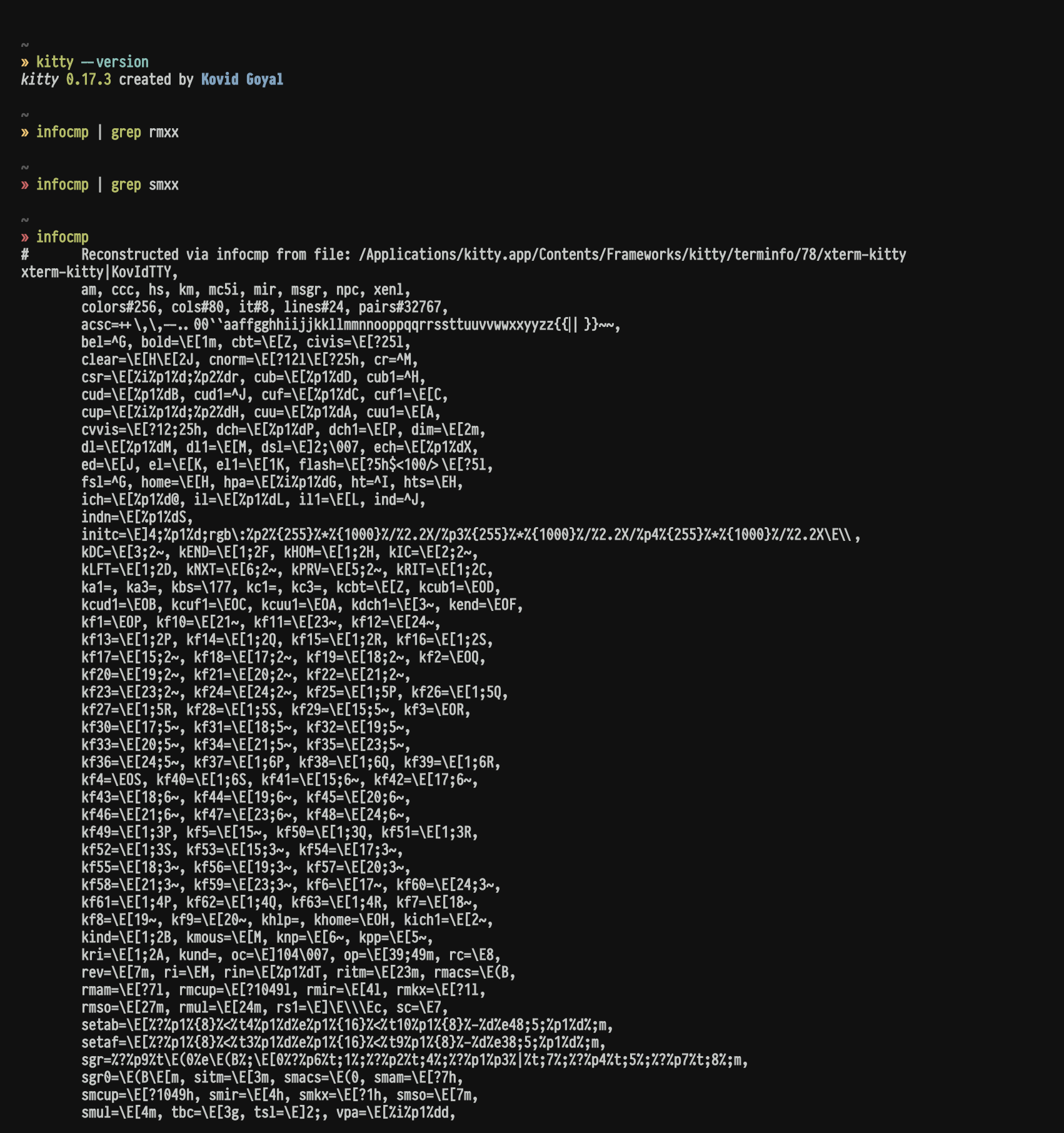 strikethrough is not in terminfo · Issue #2576 · kovidgoyal/kitty · GitHub