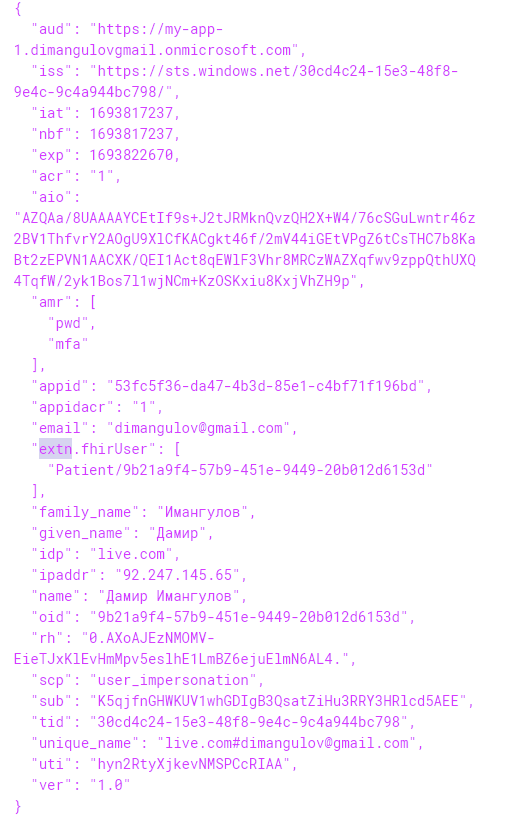 The fhirUser claim is not returned for the user · Issue #121 · Azure-Samples/azure-health-data ...