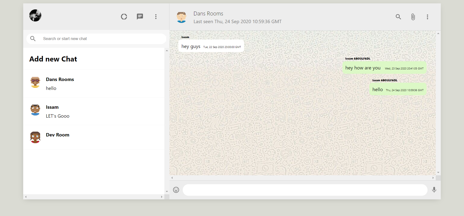 GitHub - Issam-AB/Whatssap-clone: Build Whatssap-clone using Firebase, react hooks, material-ui ...