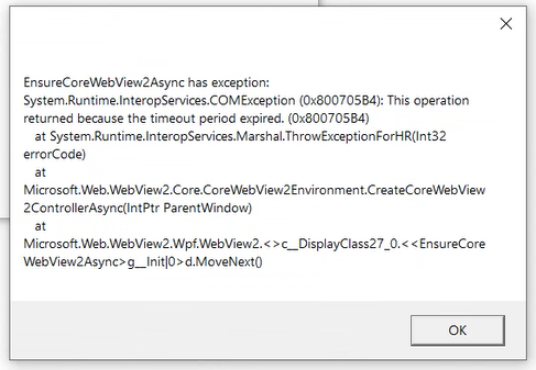 WPF EnsureCoreWebView2Async never finishes on a computer without any exception or error · Issue ...