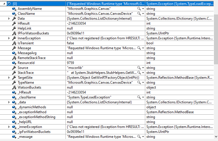 "Class not registered" exception on CanvasDevice when using Win2D with ...