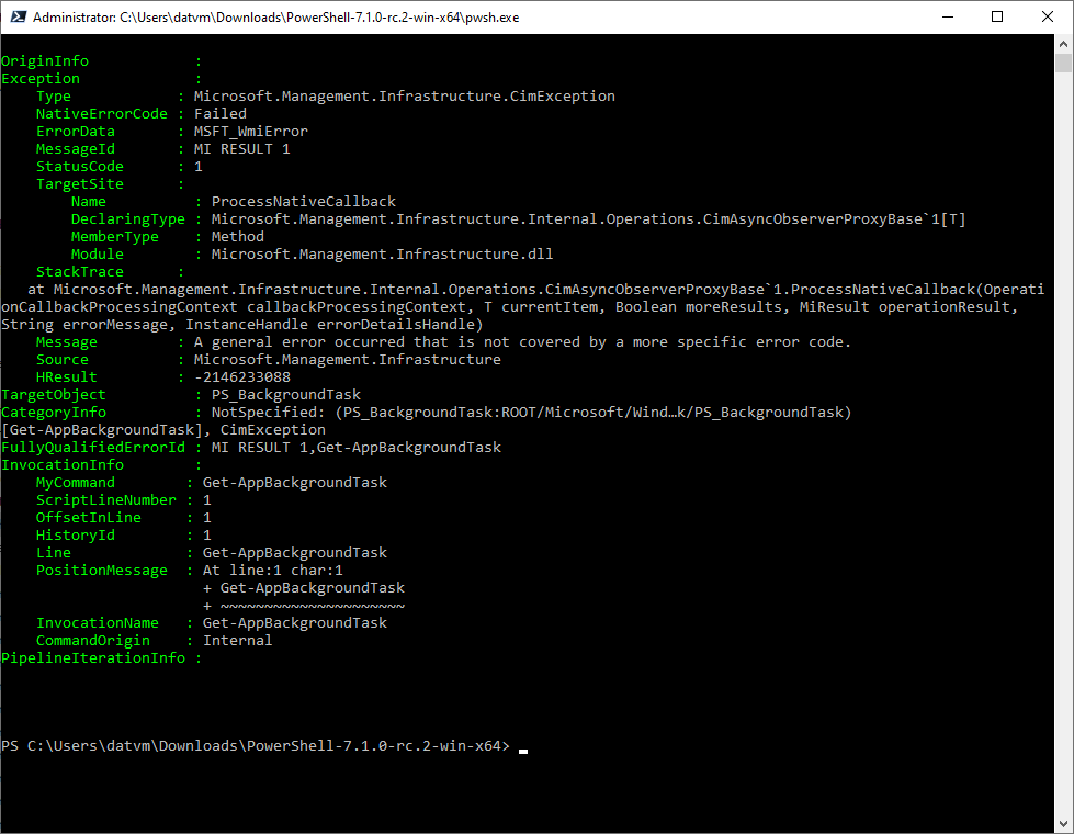 Get-AppBackgroundTask always returns a general error · Issue #13850 · PowerShell/PowerShell · GitHub