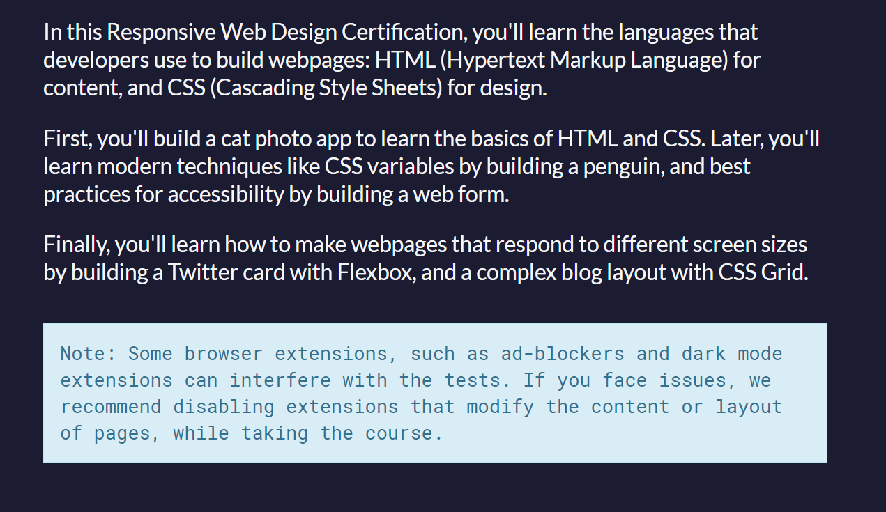 Missing warning about extensions · Issue #41417 · freeCodeCamp/freeCodeCamp · GitHub