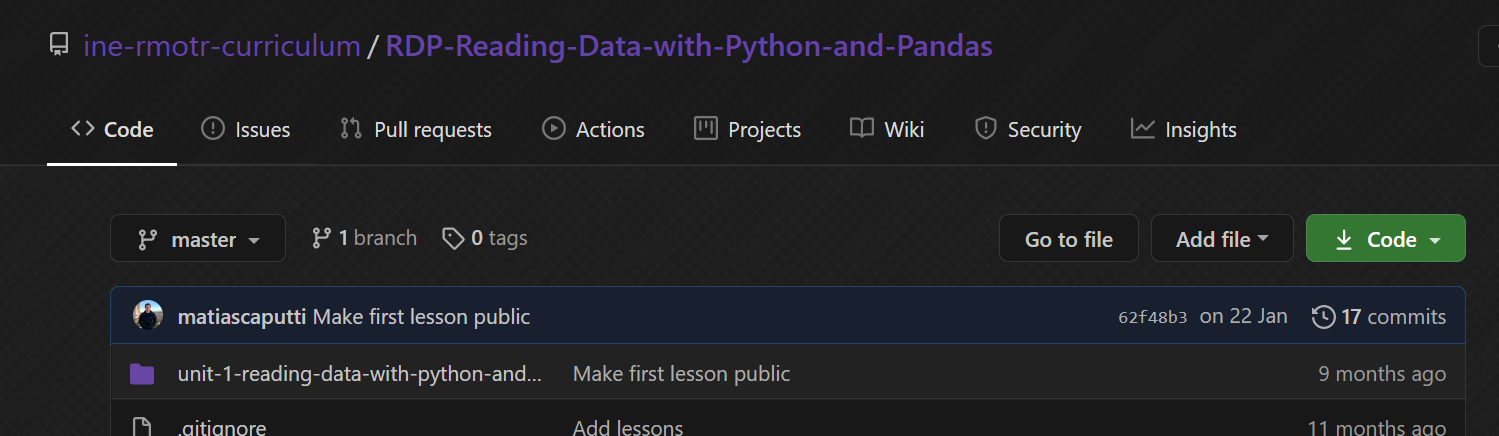 Missing Repository for Data Reading Section - Data Analysis with Python Certificate Course ...
