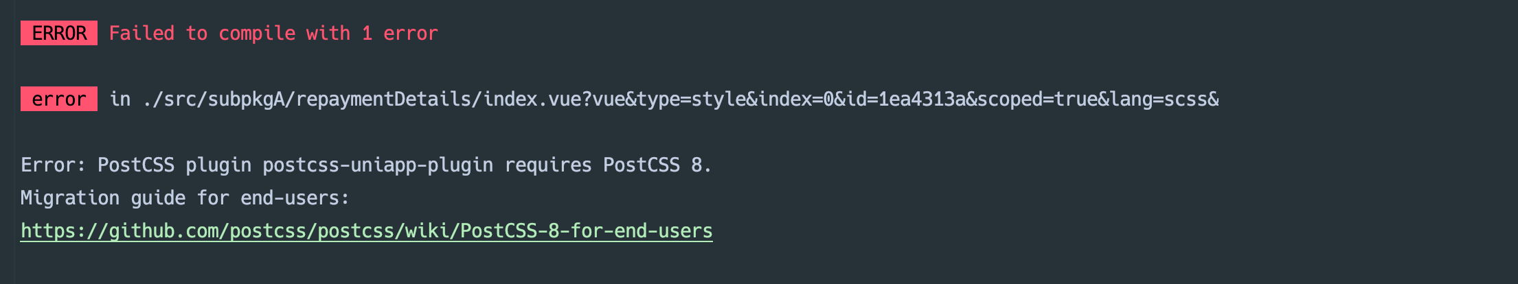 Uniapp+Vue2提示 PostCSS plugin tailwindcss requires PostCSS 8 · Issue #96 · MellowCo/unocss-preset ...