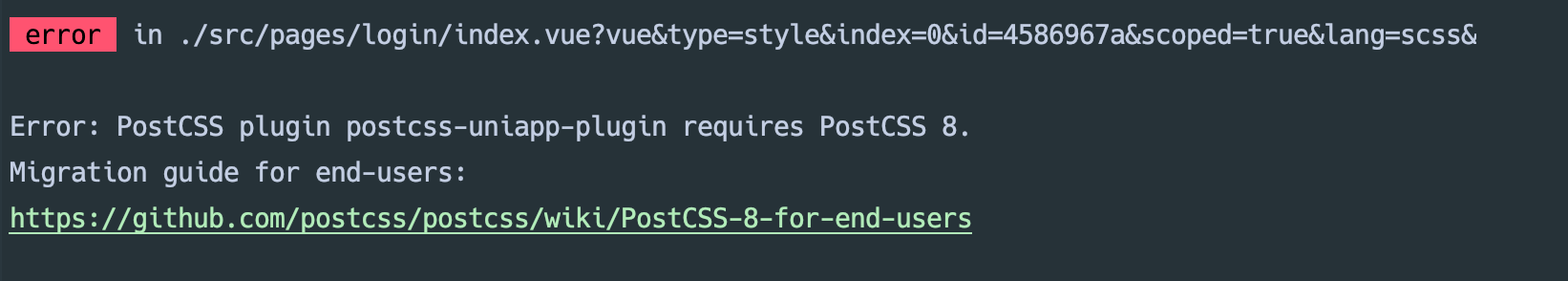 Uniapp+Vue2提示 PostCSS plugin tailwindcss requires PostCSS 8 · Issue #96 · MellowCo/unocss-preset ...