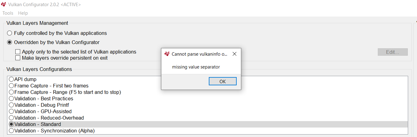 Error message when Vulkan info is requested. · Issue #1223 · LunarG/VulkanTools · GitHub