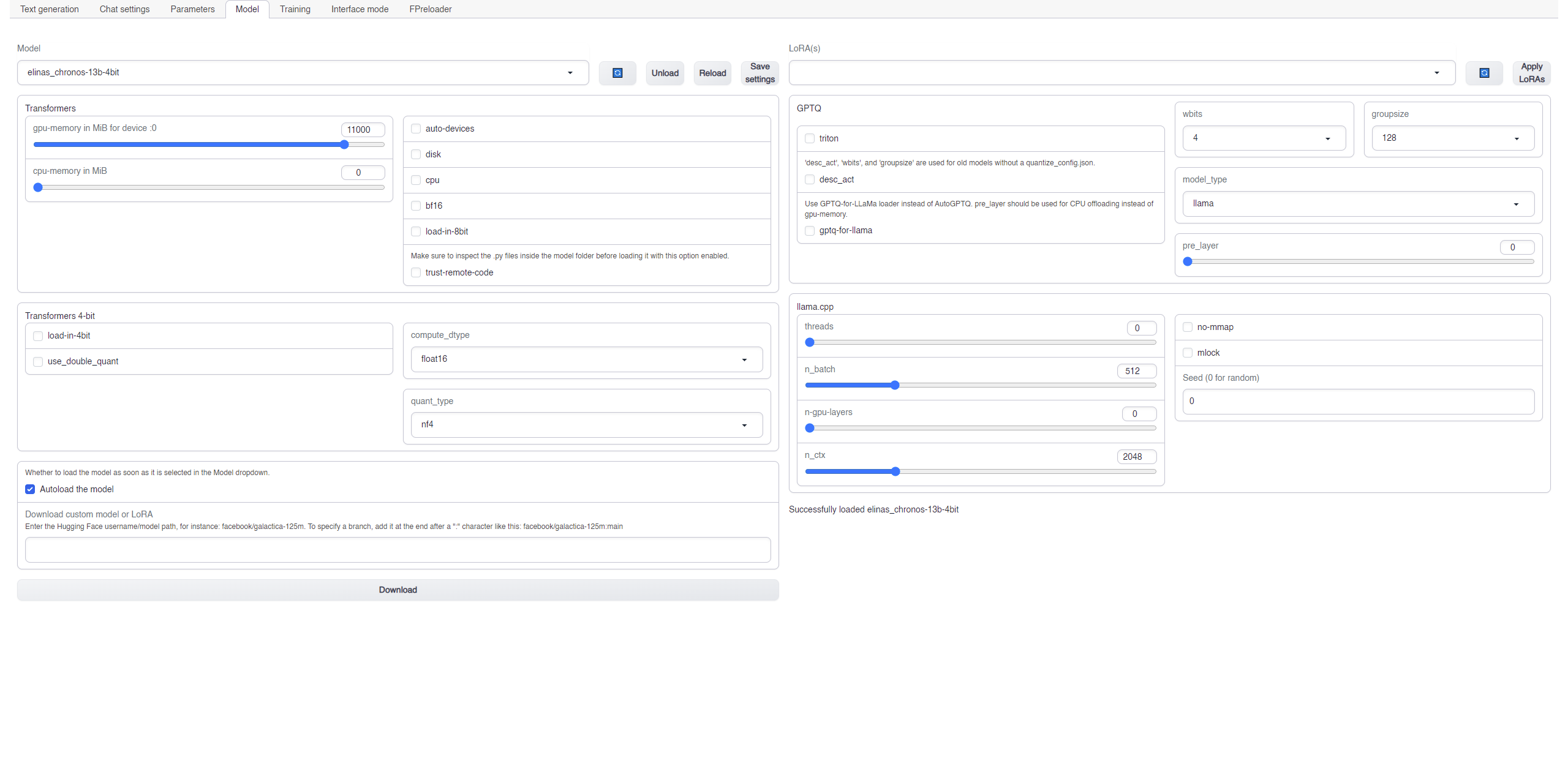 Chronos model support · Issue #2652 · oobabooga/text-generation-webui · GitHub