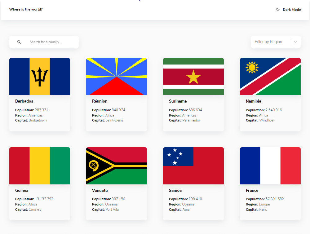 GitHub - skredmi/spa-countries-api: REST Countries API with color theme switcher