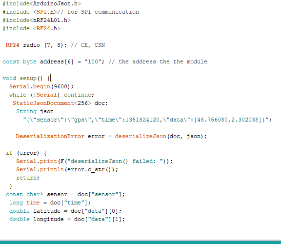 Two Way Communication Of Nrf24l01 Model Using Arduinojson · Issue 1241 · Bblanchonarduinojson