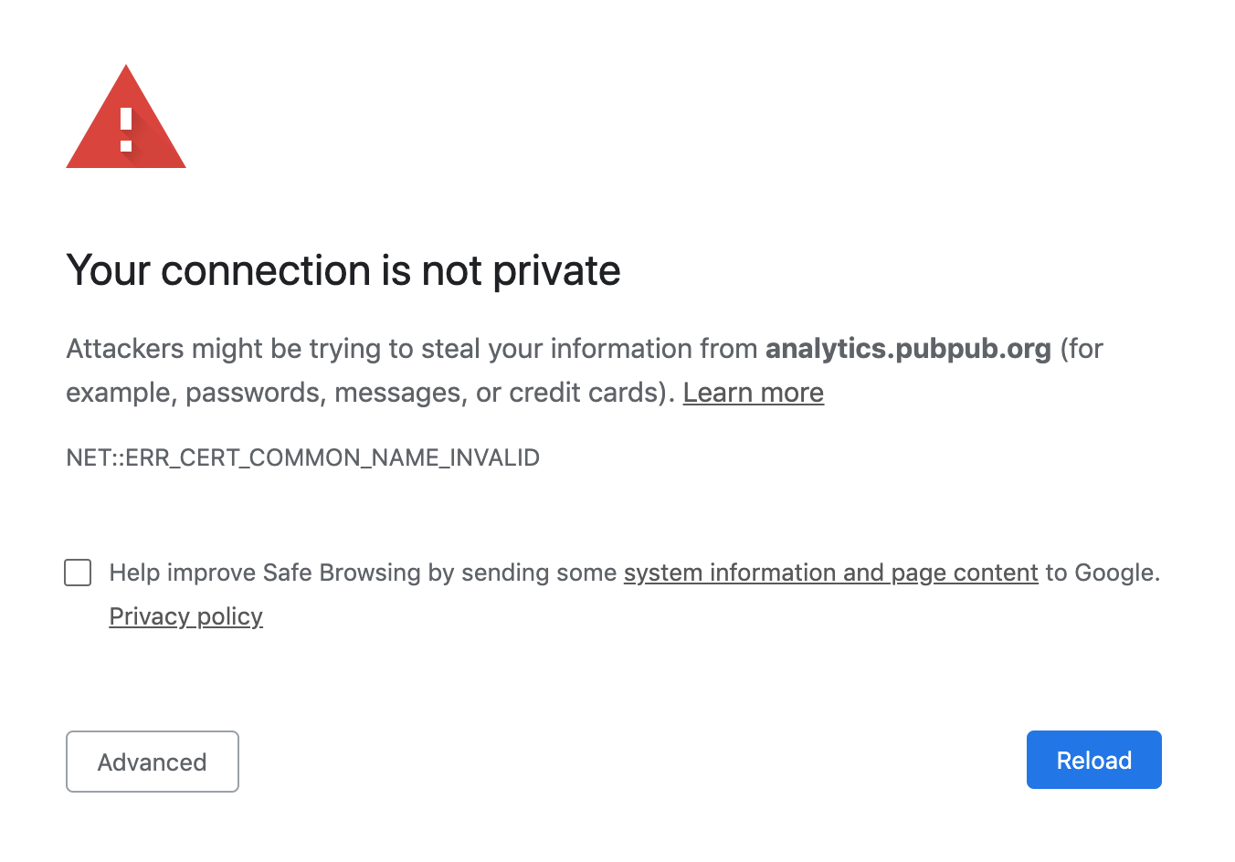 analytics.pubpub.org cert_common_name_invalid · Issue #595 · pubpub/pubpub · GitHub