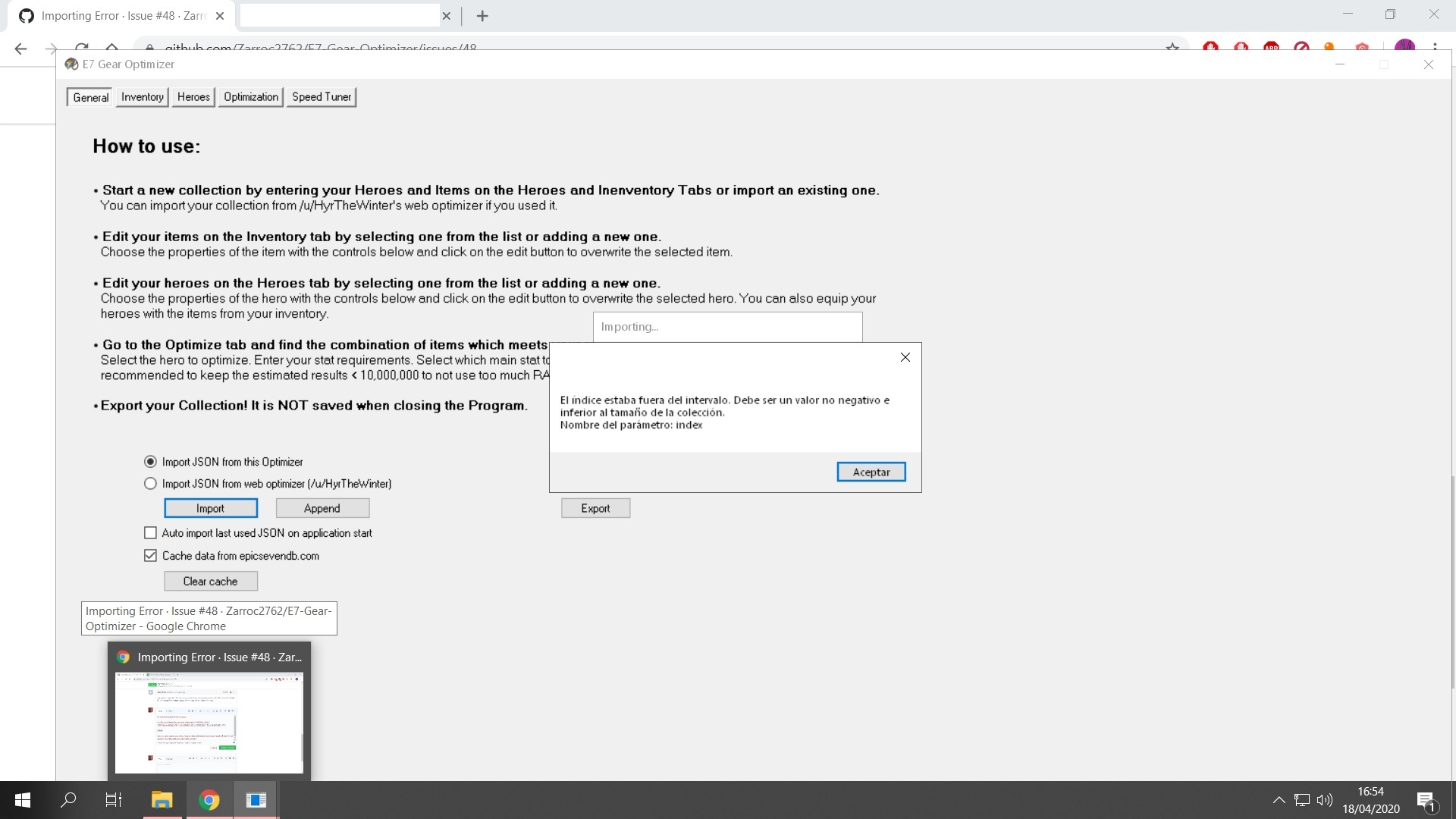 Importing Error · Issue #48 · Zarroc2762/E7-Gear-Optimizer · GitHub