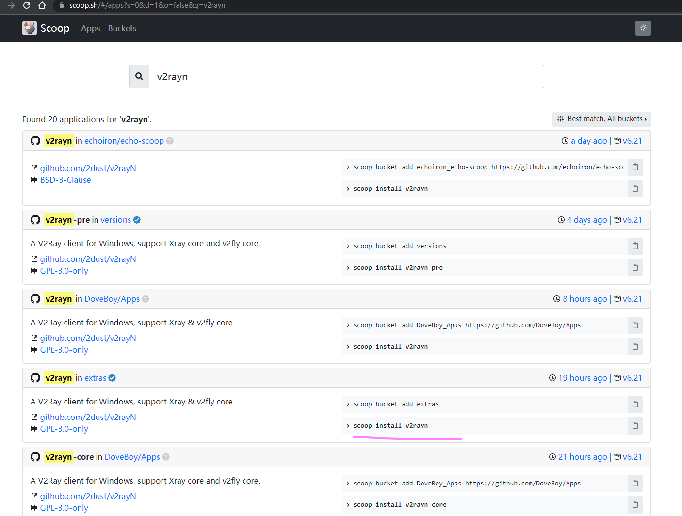 Couldn't find manifest for 'v2rayn'. · Issue #10991 · ScoopInstaller/Extras · GitHub