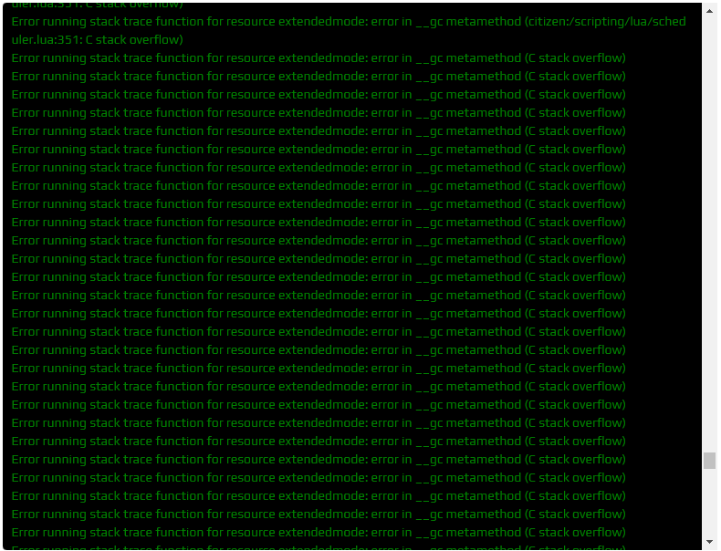 Error running stack trace function for resource extendedmode: error in ...