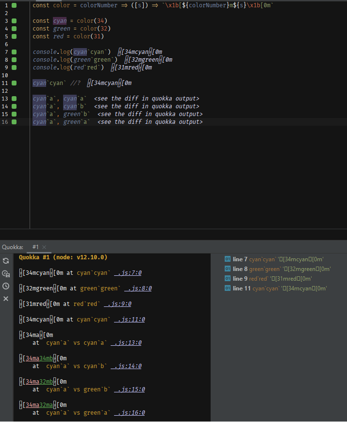 ANSI escape code support · Issue #420 · wallabyjs/quokka · GitHub