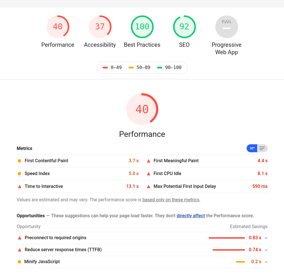 Vastly different lighthouse performance score in pagespeed insight and ...