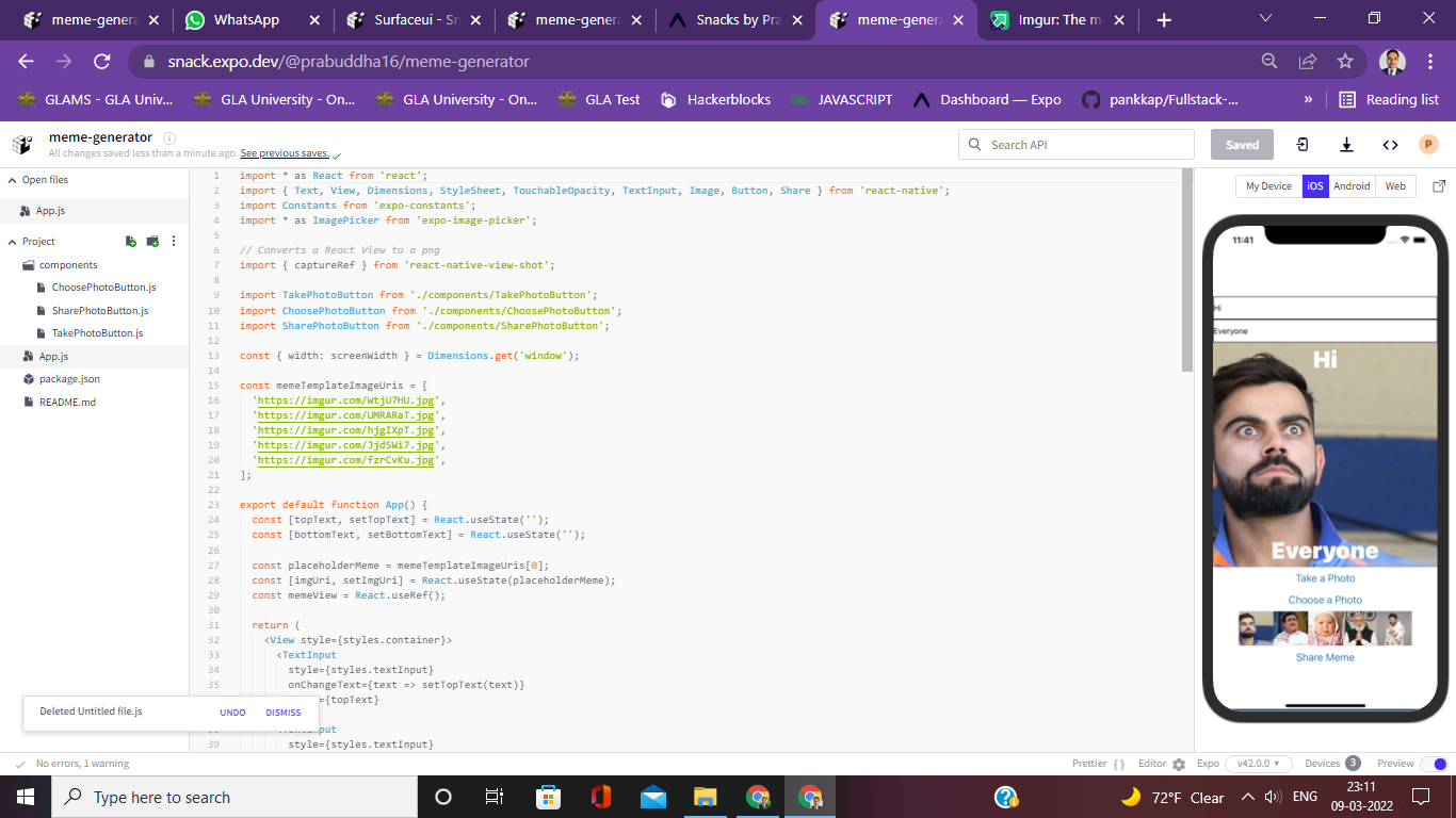GitHub - Prabuddha16/meme-generator: React Native App