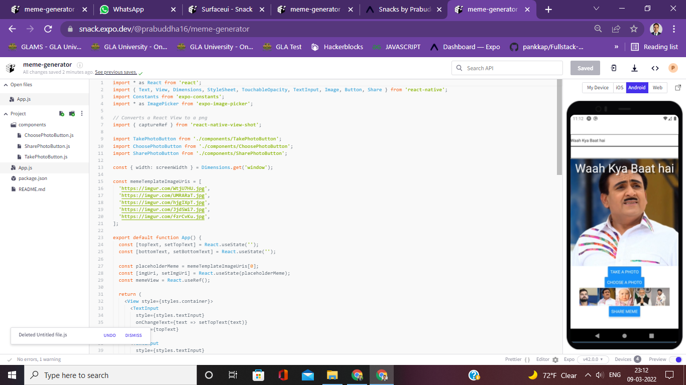 GitHub - Prabuddha16/meme-generator: React Native App