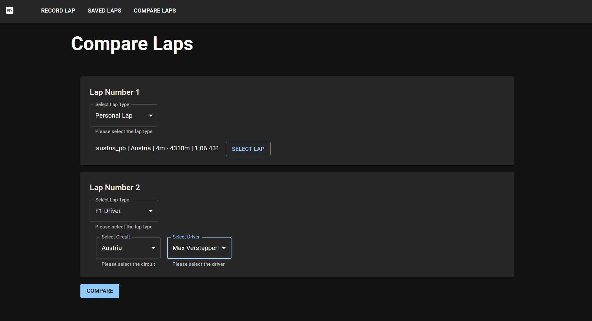 Github Joshleveckf1 22 Lap Tool This Is A Web Application Using Typescript React And Python 