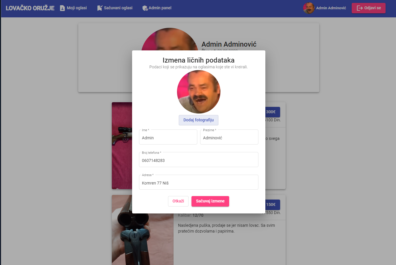 GitHub - MixXz/elfak-rwa-angular: Web aplikacija za oglašavanje polovnog lovačkog oružja