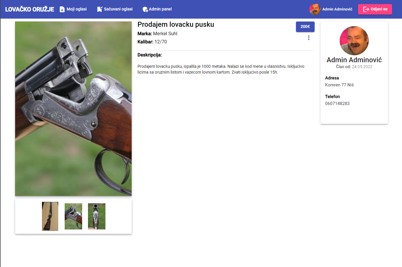 GitHub - MixXz/elfak-rwa-angular: Web aplikacija za oglašavanje polovnog lovačkog oružja