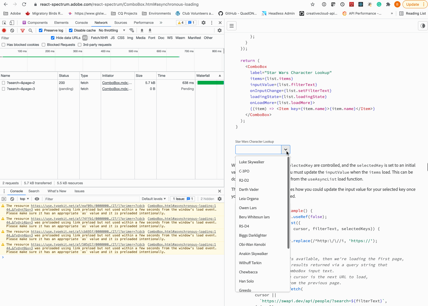 ComboBox onLoadMore event fires on open · Issue #2365 · adobe/react-spectrum · GitHub