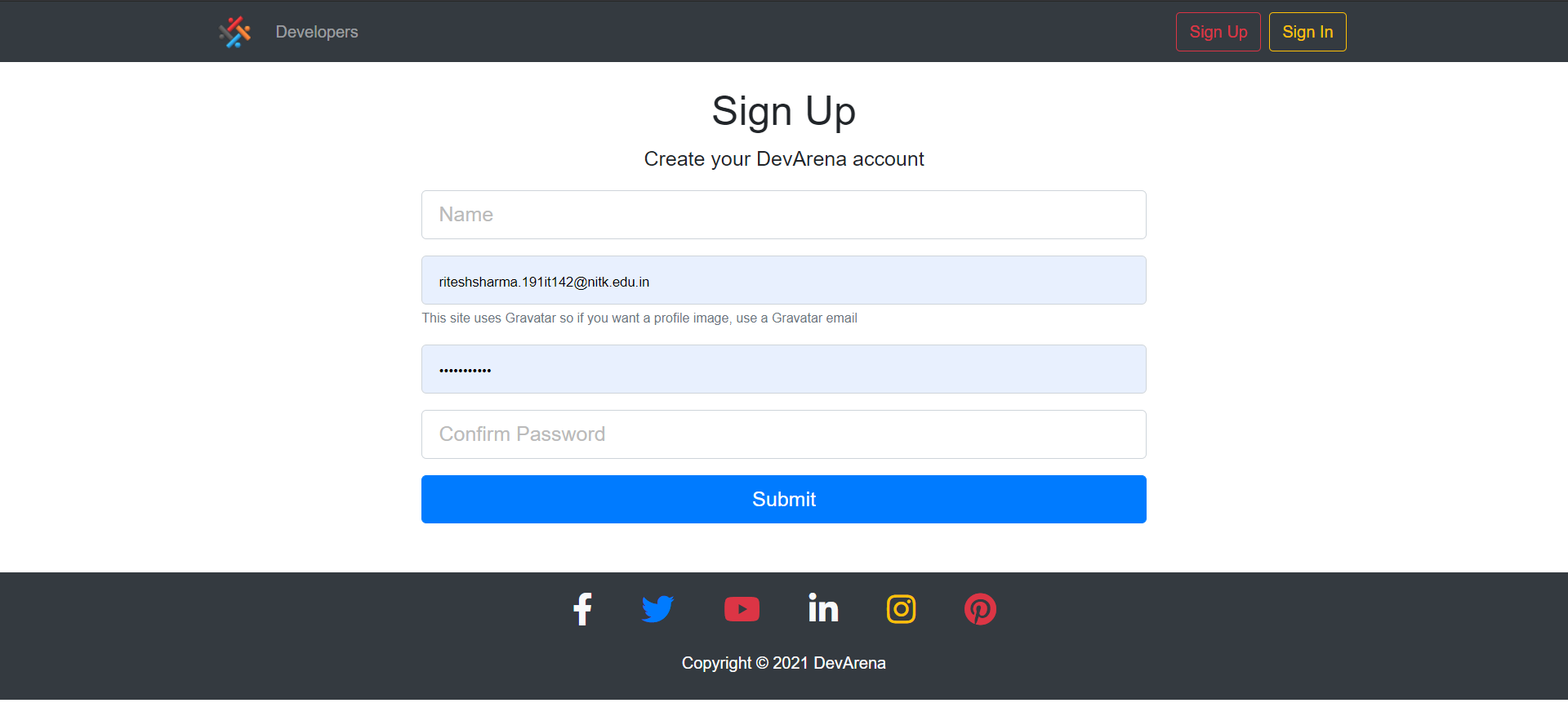 GitHub - s-prakhar/DevArena: A social network for developers