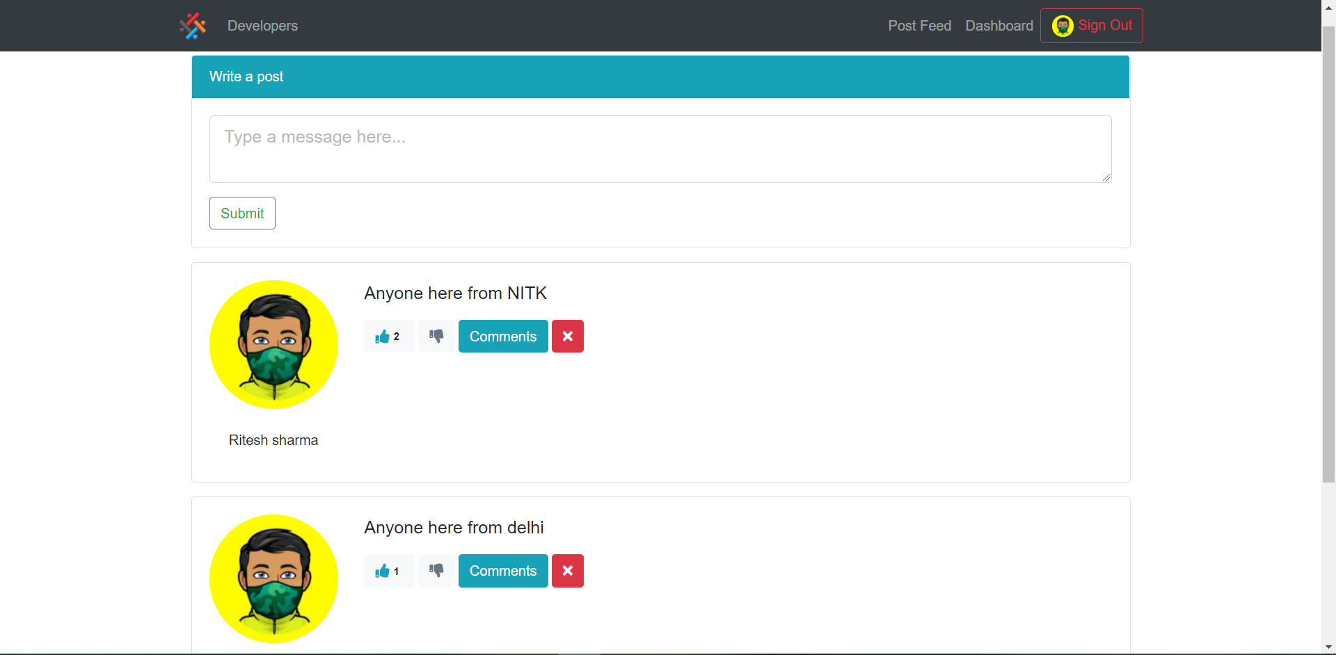 GitHub - s-prakhar/DevArena: A social network for developers