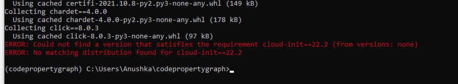 docs: Could not find a version that satisfies the requirement cloud ...