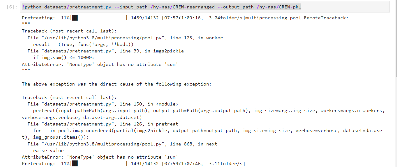 Error in pretreatment of GREW · Issue #110 · ShiqiYu/OpenGait · GitHub
