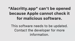 unsigned macos app · Issue #6244 · alacritty/alacritty · GitHub