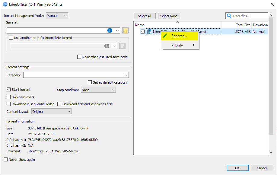 Add ability to rename torrent in 'Add Torrent' dialog · Issue #18923 · qbittorrent/qBittorrent ...